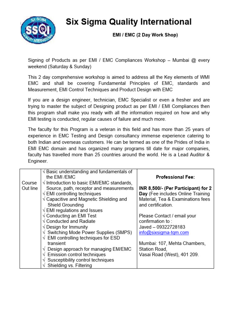 07 - Training Insert - EMI & EMC Compliances Workshop | PDF ...
