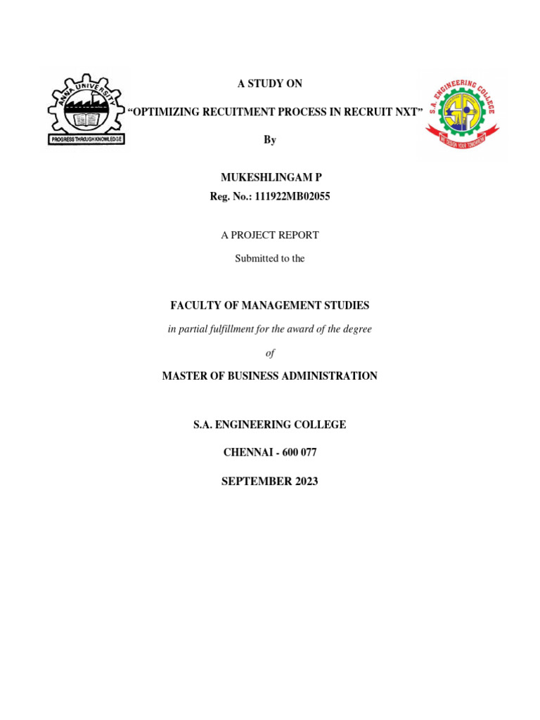 Final Front Page | PDF | Recruitment | Thesis