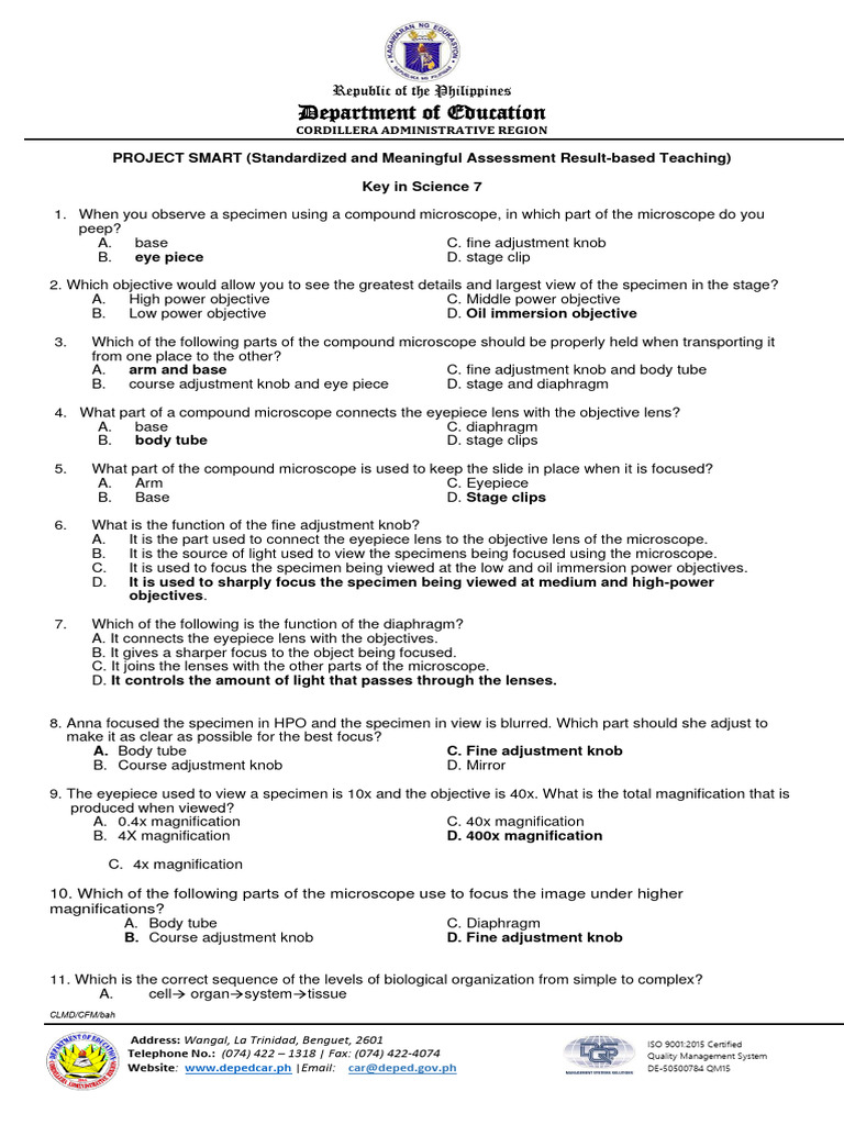 KEY - Q2 - Science - 7 - Michelle Joan Balicao - ASTERIO MADALLA | PDF ...