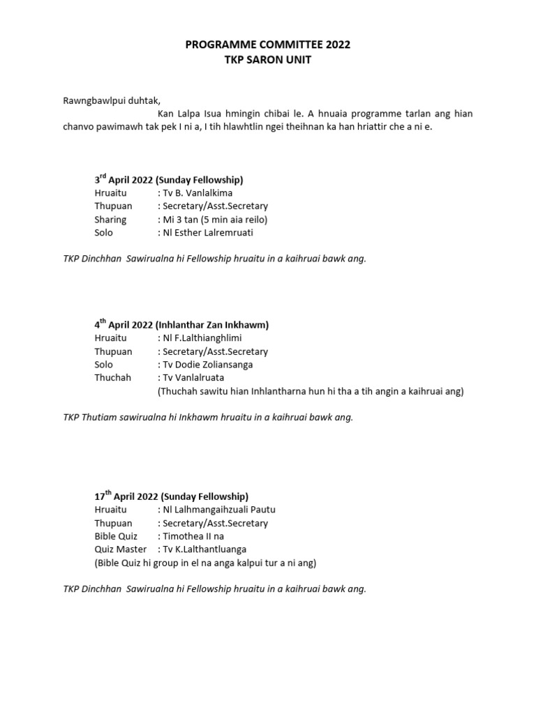 April Thla Chanvo Ruatna | PDF | Foreign Language Studies