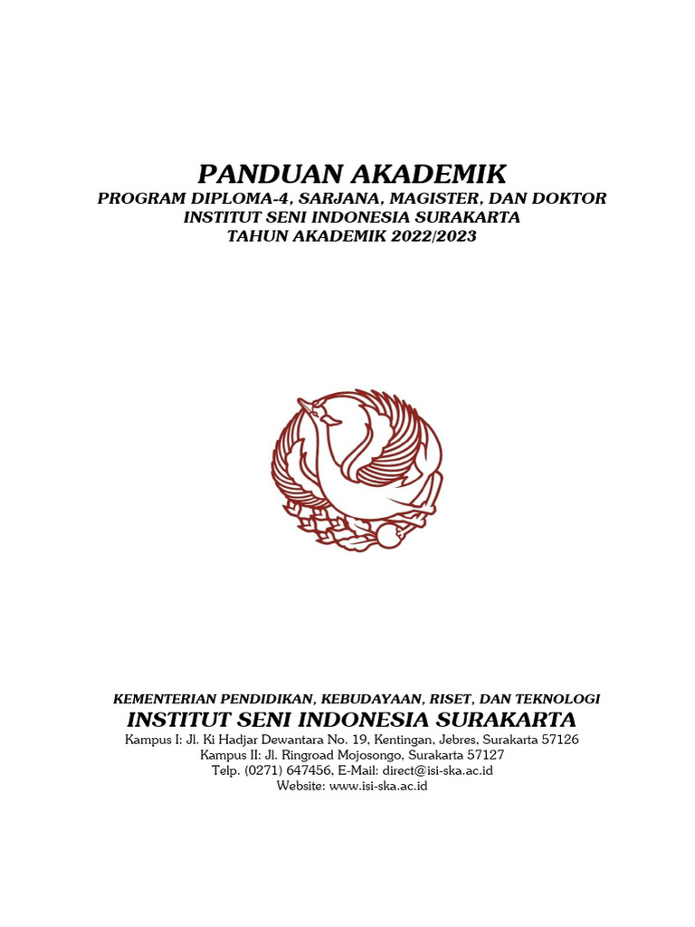 Buku Panduan Akademik Isi Surakarta 2022 2023 | PDF