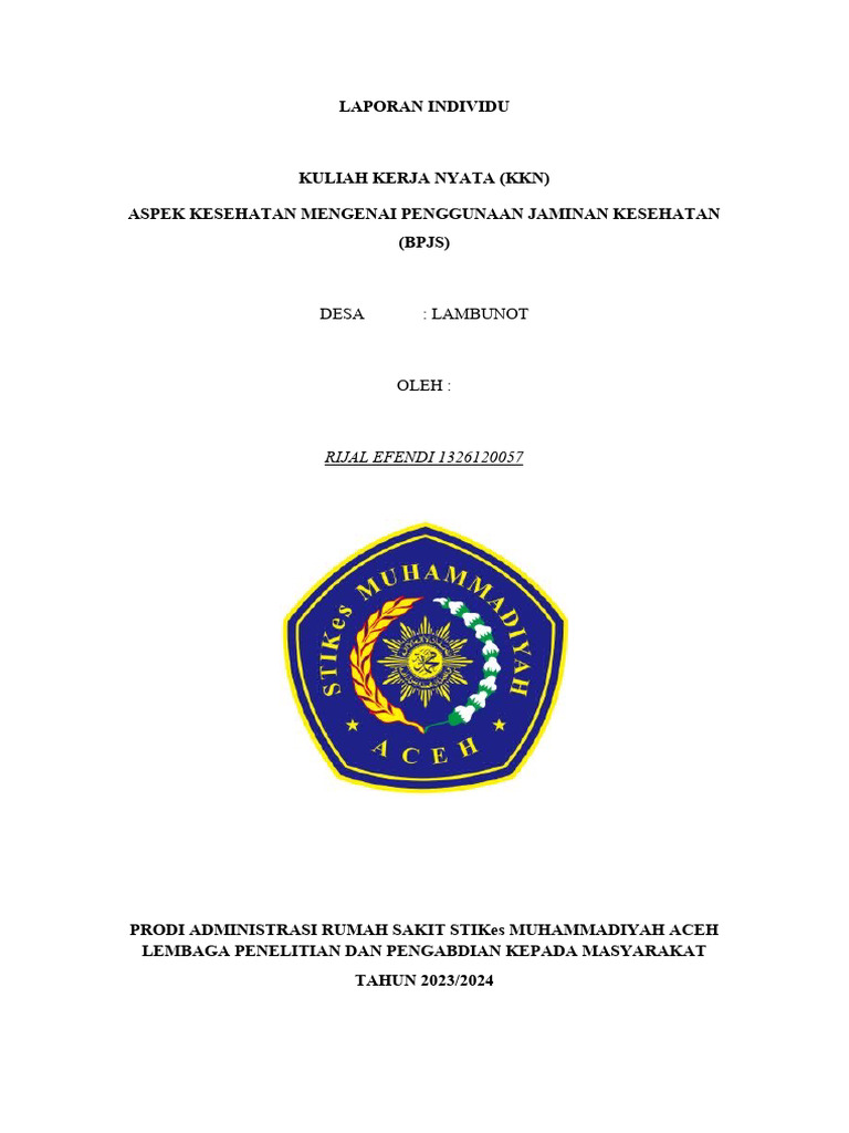 Rijal LAPORAN INDIVIDU KKN 2023 | PDF