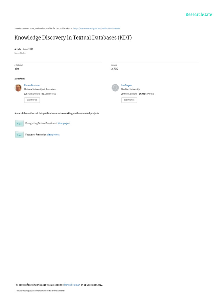 Knowledge Discovery in Textual Databases (KDT) | Download Free PDF ...