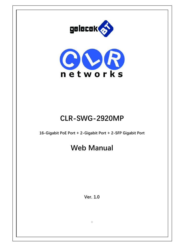 16 Port POE Switch Kullanım Kılavuzu - CLR-SWG-2920P - GelecekBT | PDF