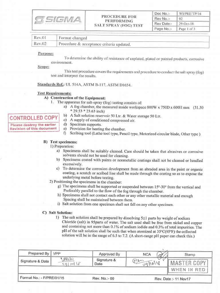 WI-PRE-TP-16 - SST Procedure | PDF