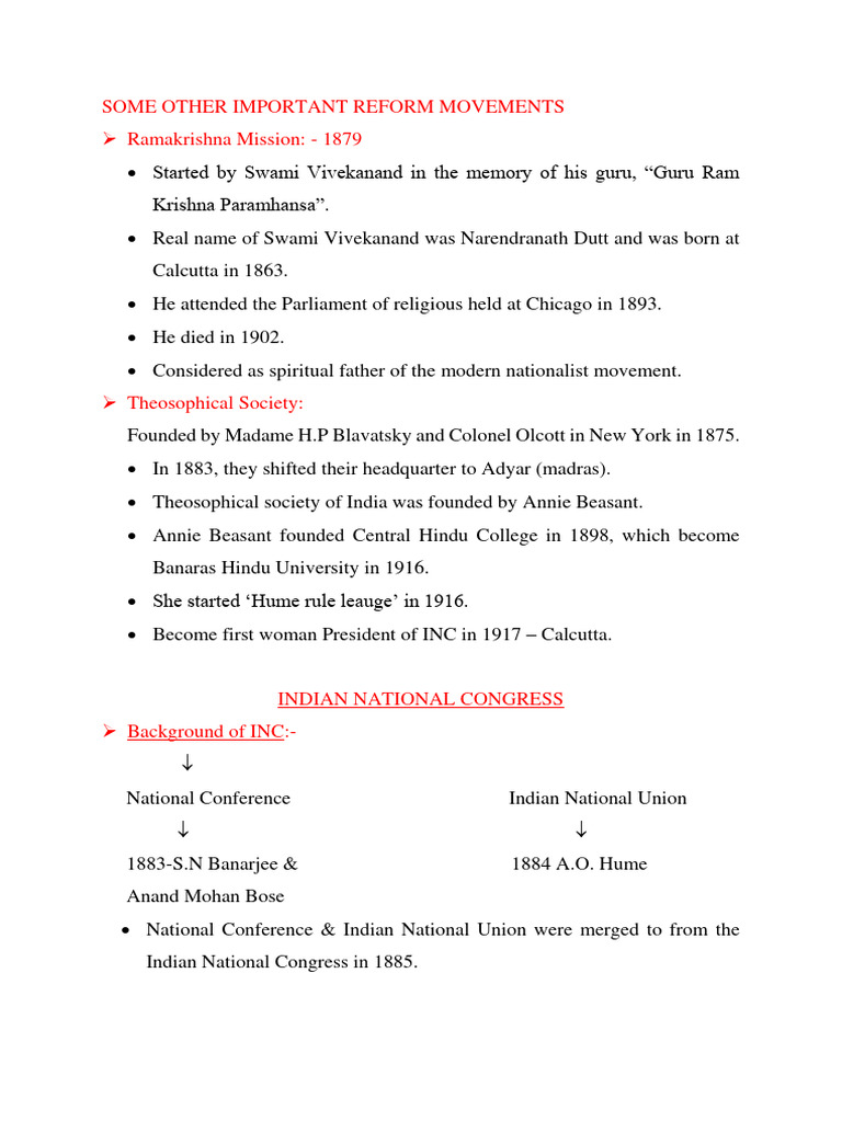 Key Indian Reform Movements Overview | PDF | India–United Kingdom ...