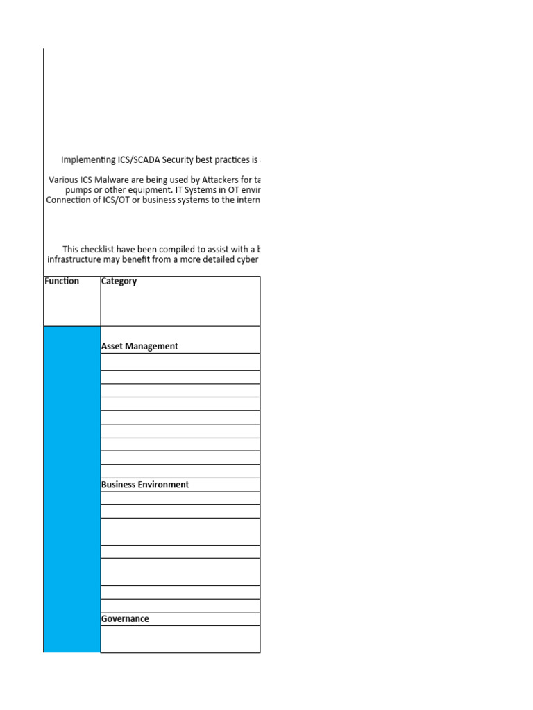 ICS/SCADA OT Security Assessment Checklist | PDF | Security | Computer ...