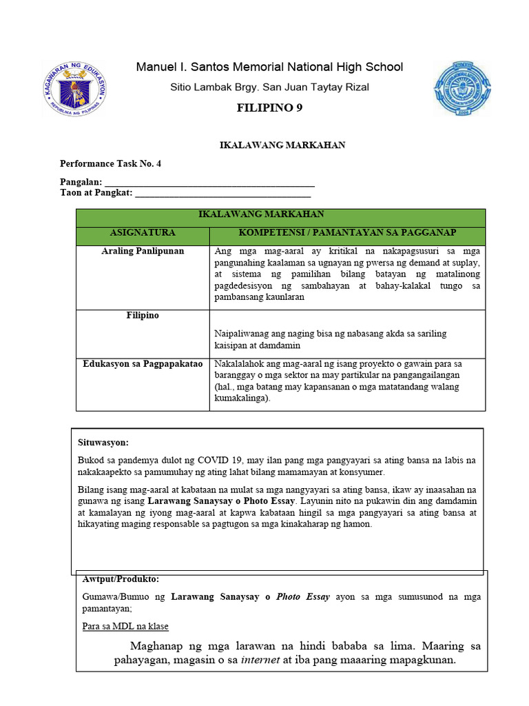 Grade9 Q2 Pt4 Filipino 4 Pdf