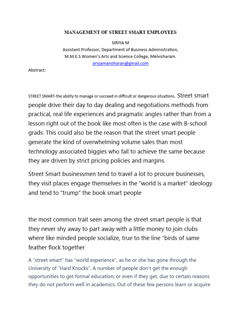 STREET SMART EMP | PDF | Procedural Knowledge | Intelligence