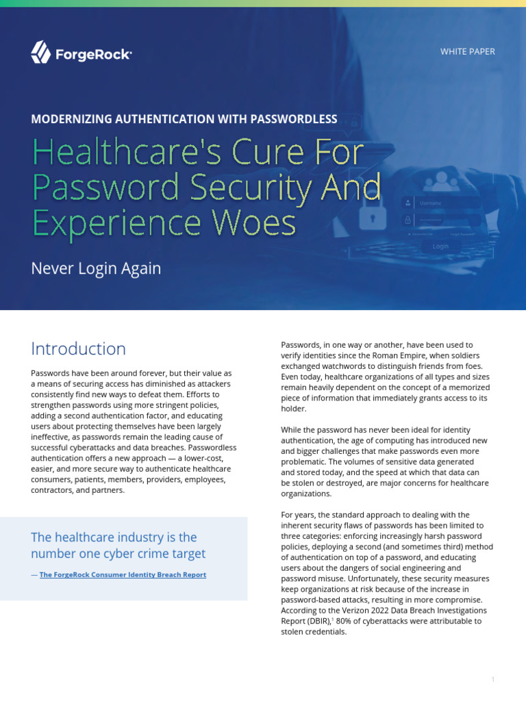 Passwordless Authentication in Healthcare | PDF | Password | Security