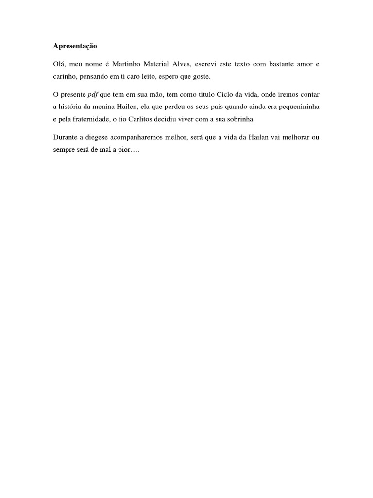 A História de Hailen e o Ciclo da Vida | PDF | Escolas