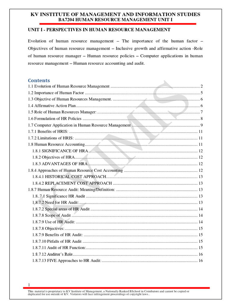 HRM Unit_1 Notes | PDF | Business | Economies HRM Unit_1 Notes | PDF | Business | Economies