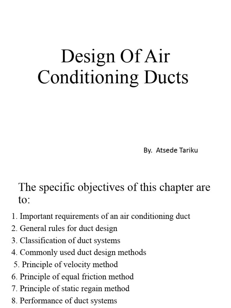 Design of Air Conditioning Ducts Ppt | PDF | Duct (Flow) | Mechanical Engineering