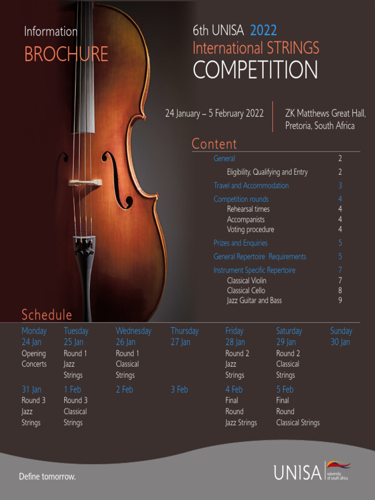 Brochure 2022 Unisa Strings Competition | PDF | Concerto | Sonata