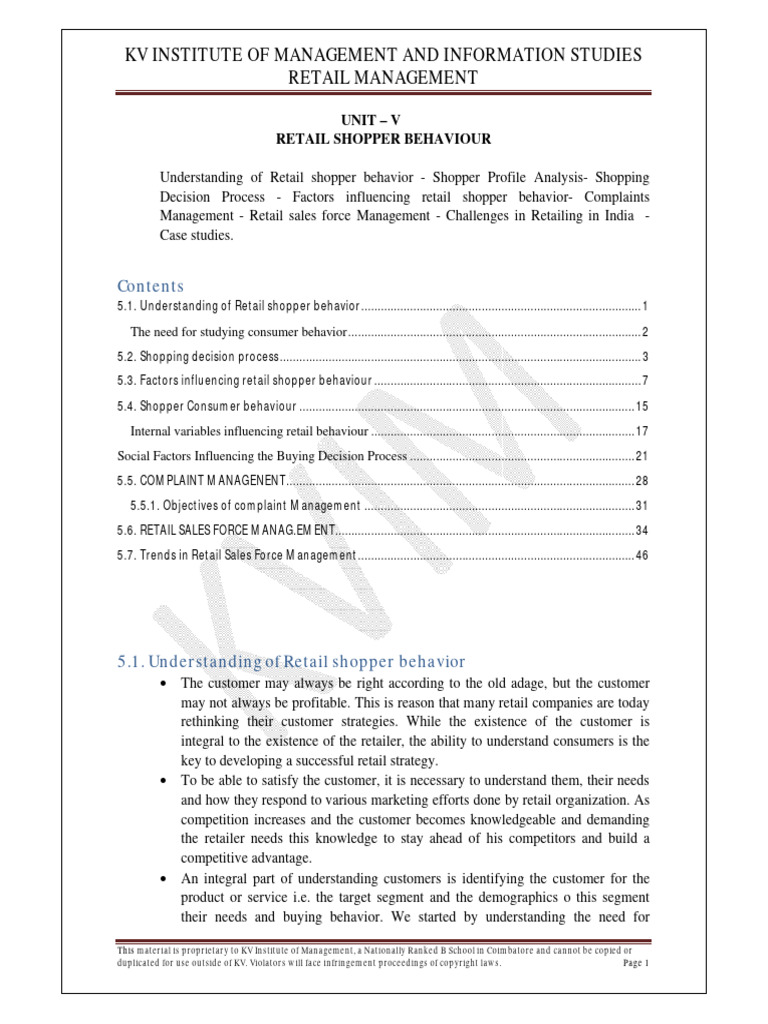 RM Unit 5 | PDF | Retail | Consumer Behaviour