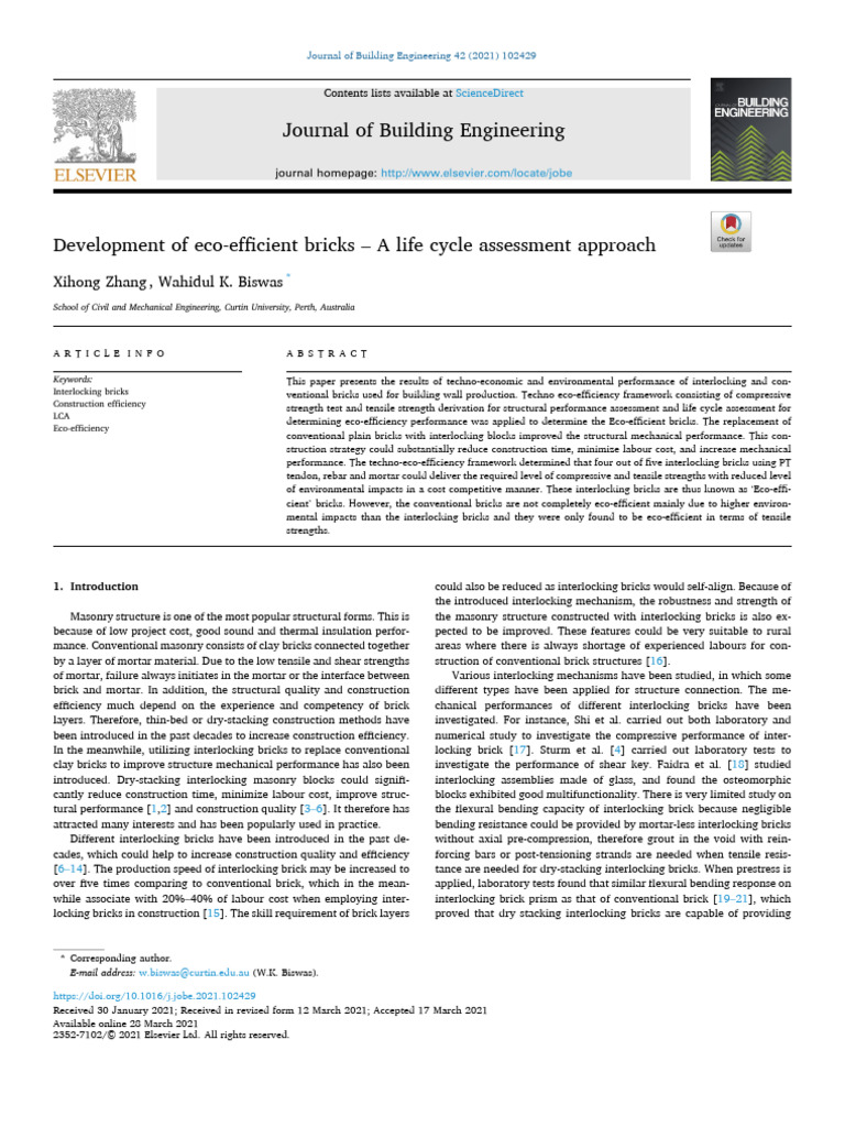 Eco-Efficient Bricks: Life Cycle Assessment | PDF | Life Cycle ...