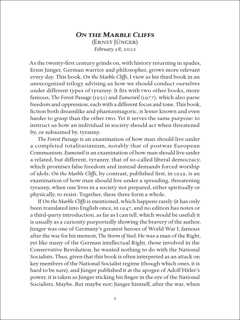 On the Marble Cliffs by Ernst Junger | PDF