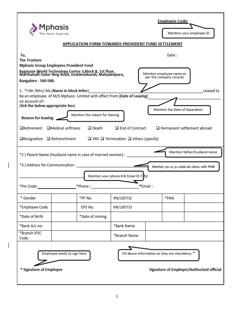 Provident Fund Settlement Application Form | PDF | Employment | Taxes