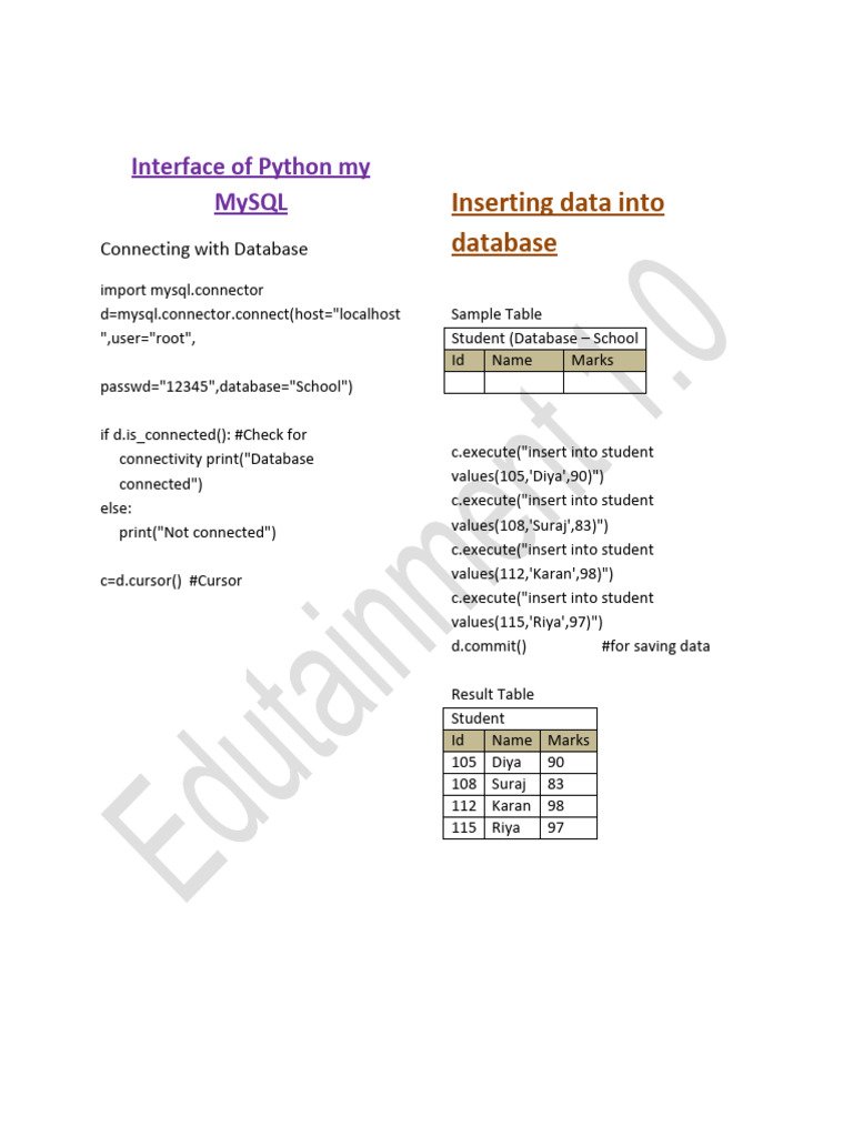 Python Conncectivity With Mysql | PDF | Databases | Information Technology