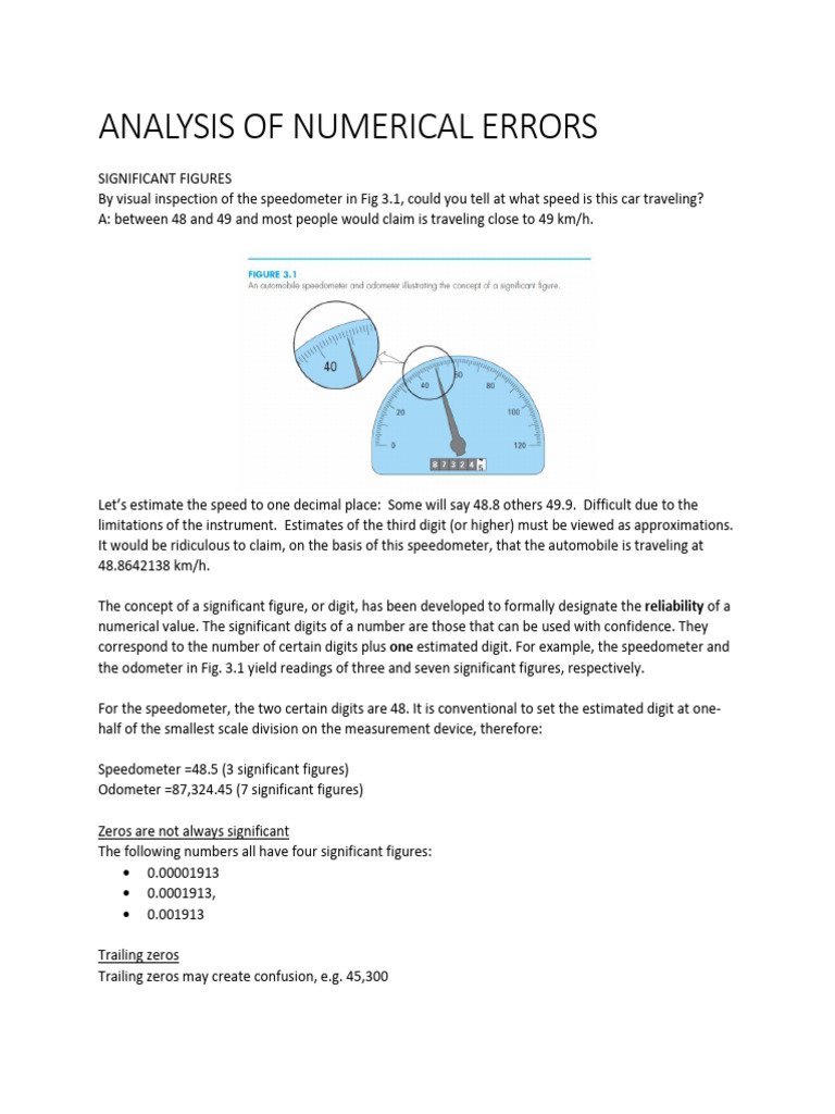 Analysis - of - Numerical - Errors Chapter 1 | PDF | Significant Figures | Accuracy And Precision