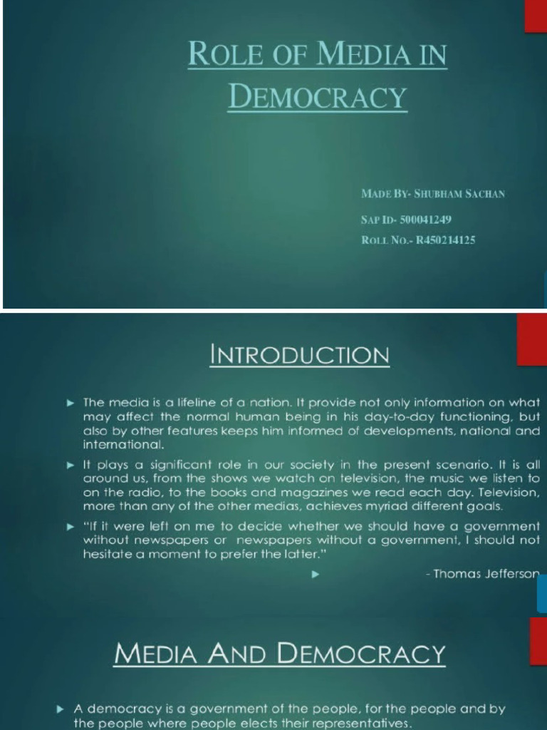 The+Role+of+Media+in+Democracy+Ppt 2 | PDF