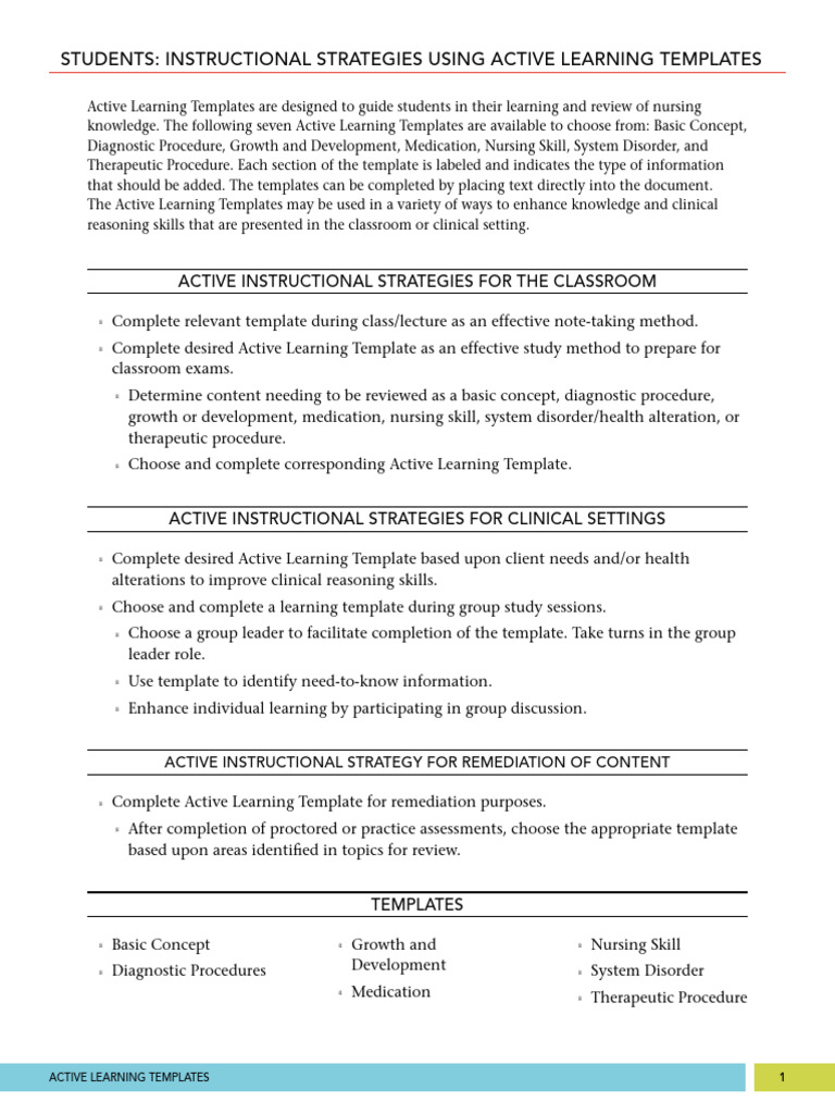 Student Instructions - Active Learning Template | PDF | Nursing | Learning