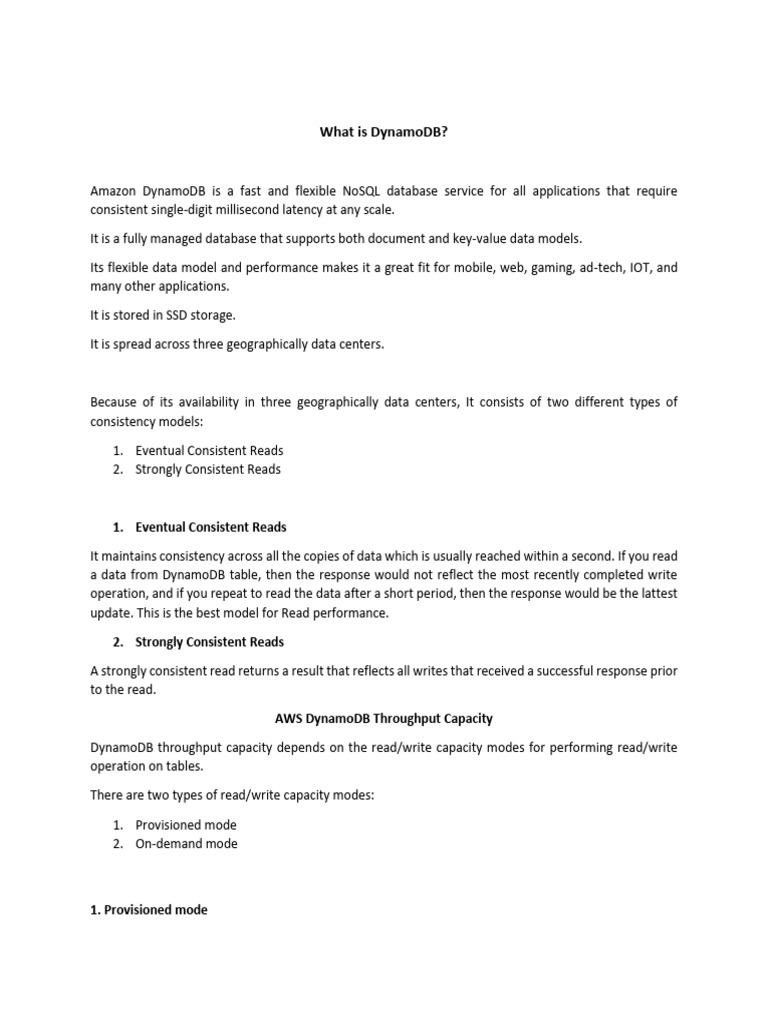 Aws Dynamo Db Power Notes Pdf Information Science Computing