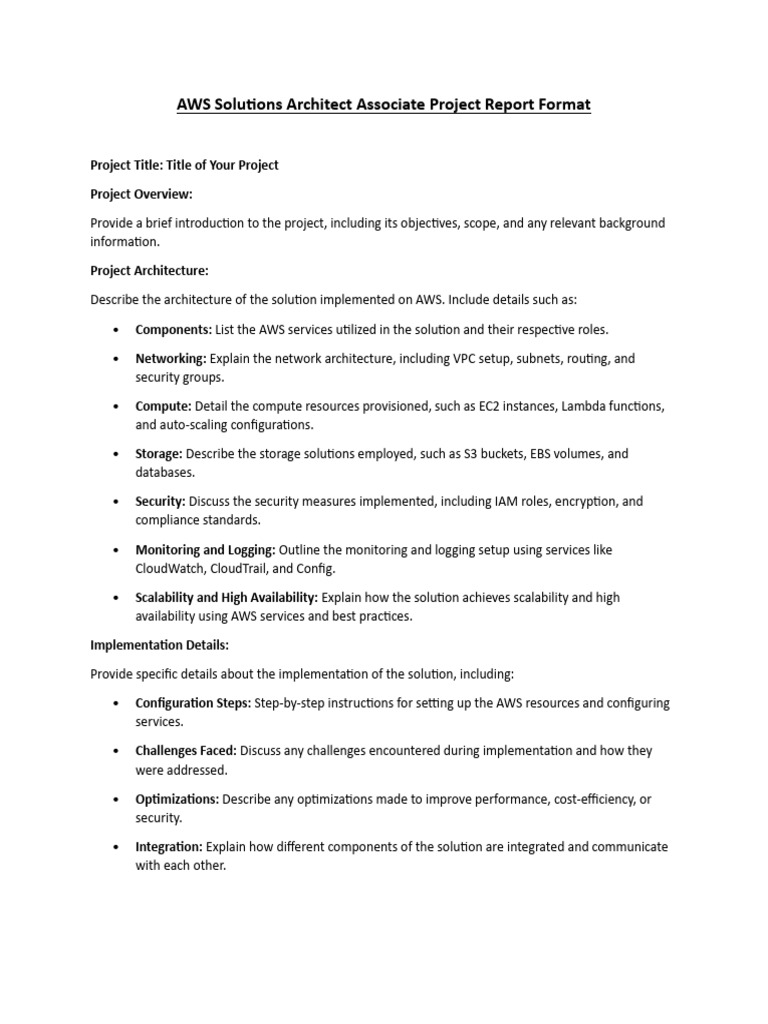 AWS Solutions Architect Project Report | PDF | Amazon Web Services ...