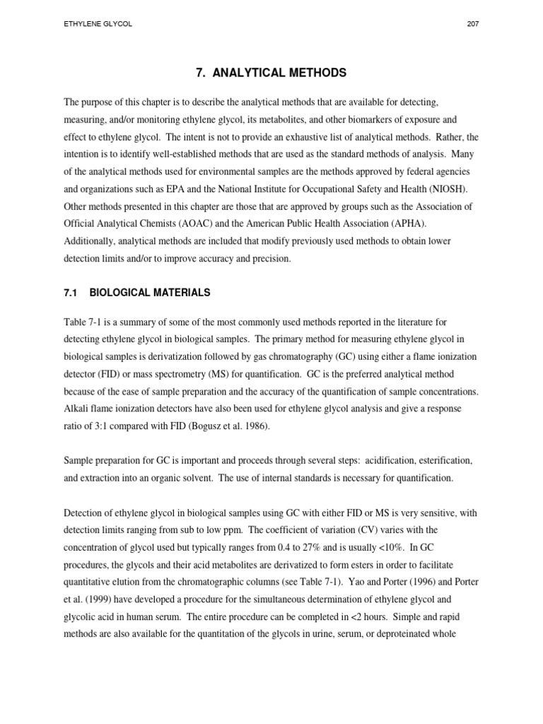 Toxicological Profile For Ethylene Glycol | PDF | Gas Chromatography | Chromatography