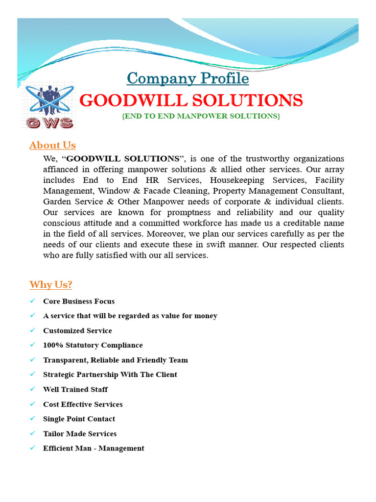 Goodwill Profile | PDF | Human Resources | Consultant