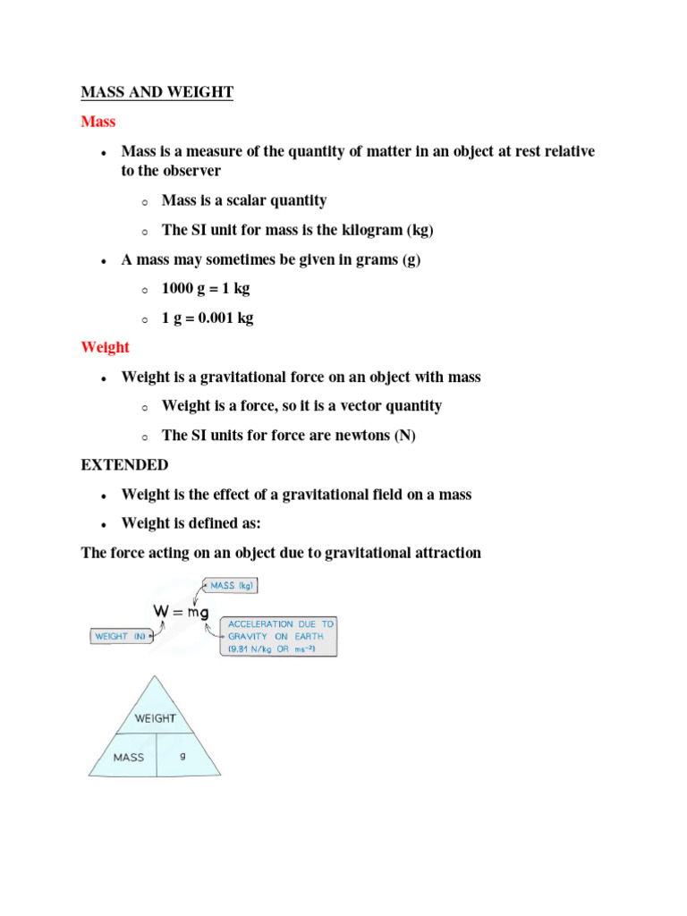 Physics Material For PAT | PDF | Weight | Mass