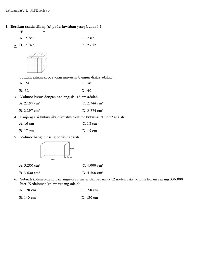 Latihan PAS II MTK Kelas 5 | PDF