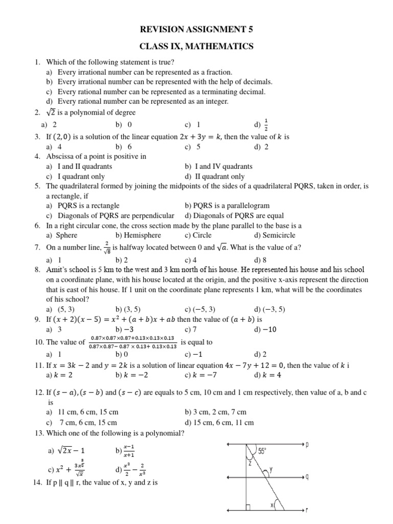 Maths Revision Sheet | Download Free PDF | Numbers | Cartesian ...