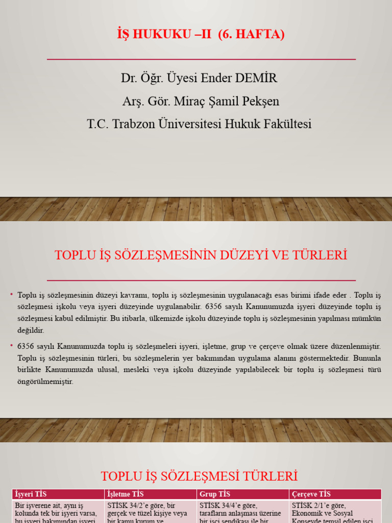 İş Hukuku II - 6. Hafta | PDF