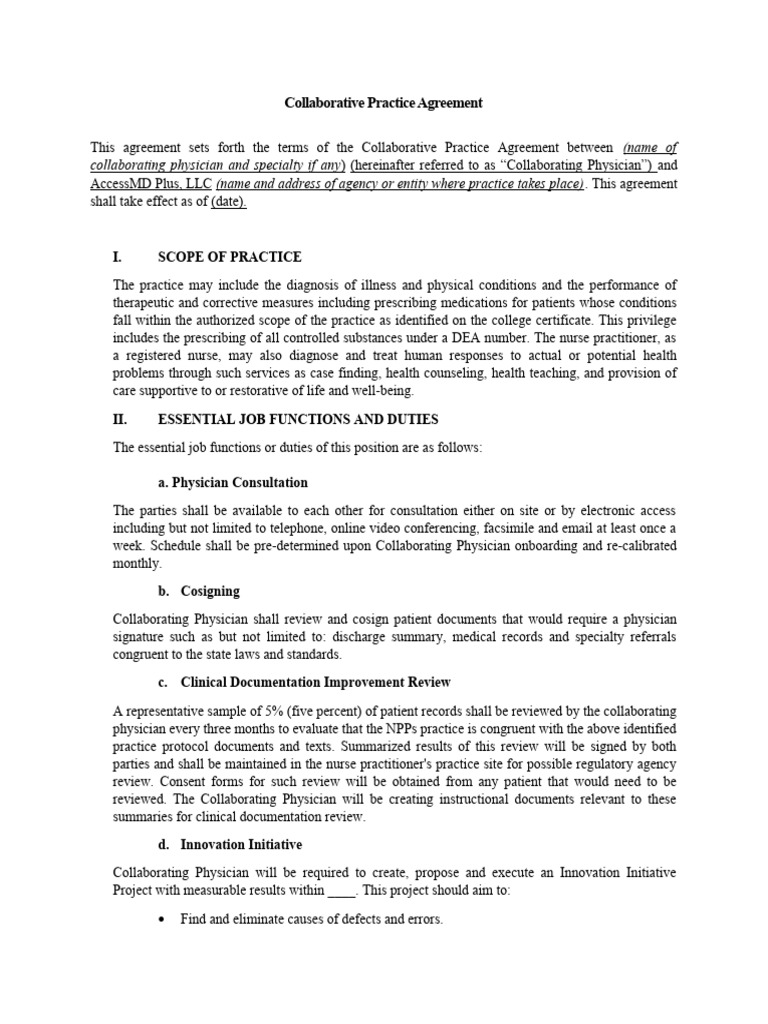 Collaborative Practice Agreement 2024 | PDF | Physician | Nurse ...