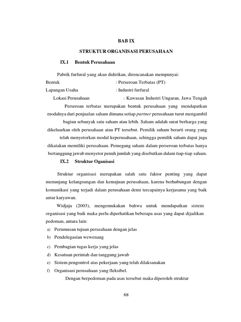Bab Ix Struktur Organisasi Perusahaan | PDF | Bisnis