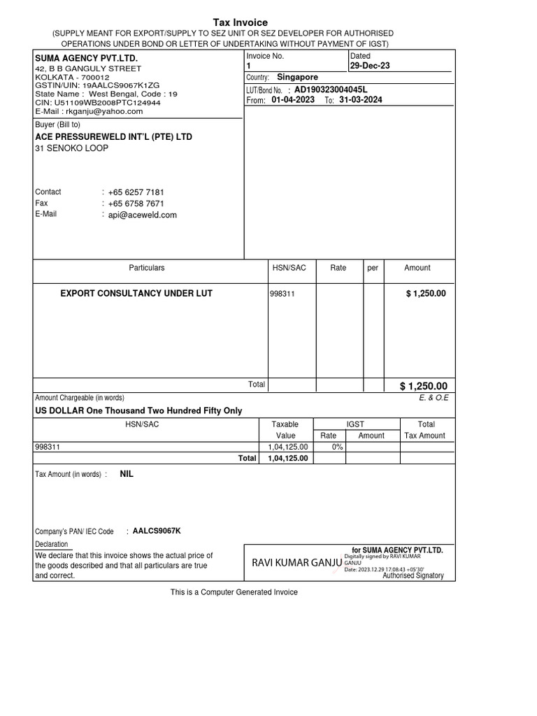 Ace Invoice | PDF | Public Finance | Economies