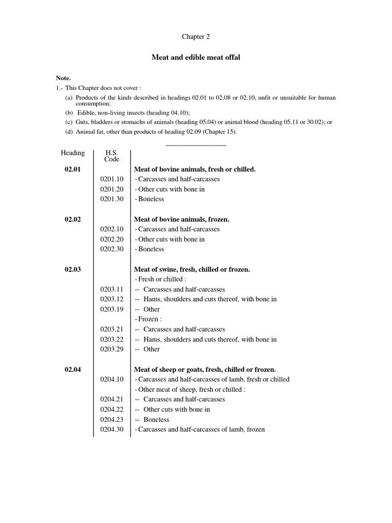 Meat and Edible Meat Offal: Note | PDF | Meat | Offal