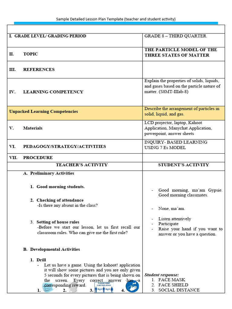 Annotated Lesson Plan Sample | PDF | Gases | Liquids