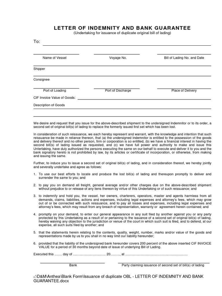 Issuance_of_duplicate_OBL_-_LETTER_OF_INDEMNITY_AND_BANK_GUARANTEE ...