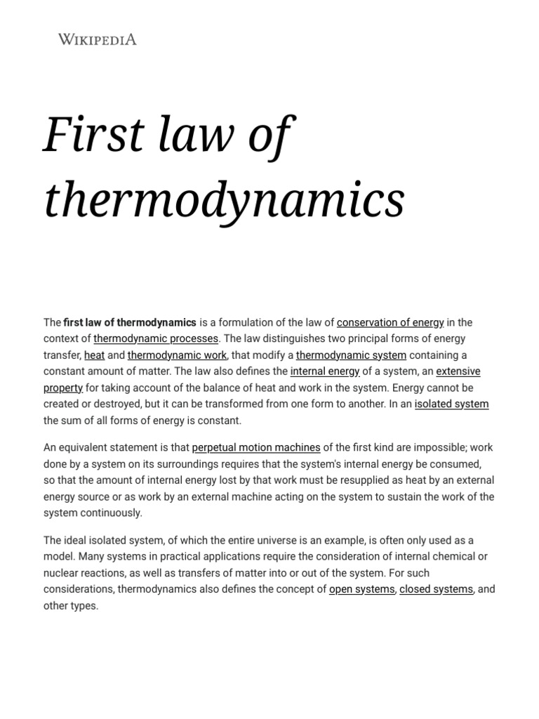 First Law of Thermodynamics Explained | PDF | Heat | Thermodynamics