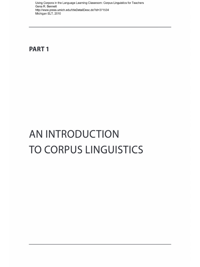 Bennett - Gena Intro To Corpus Linguistics-Part1 | PDF