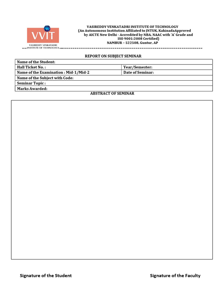 Seminar Report Template Guide | PDF