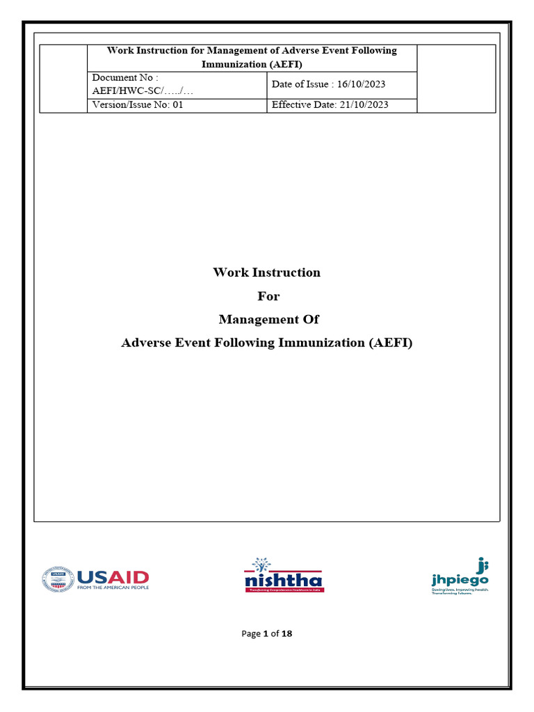 AEFI Management Guide | PDF | Vaccines | Clinical Medicine