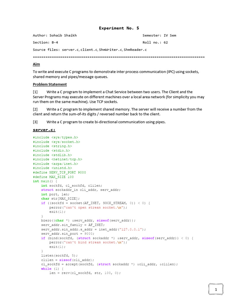 OS 62 Prac5 | PDF | Computer Networking | Computer Programming