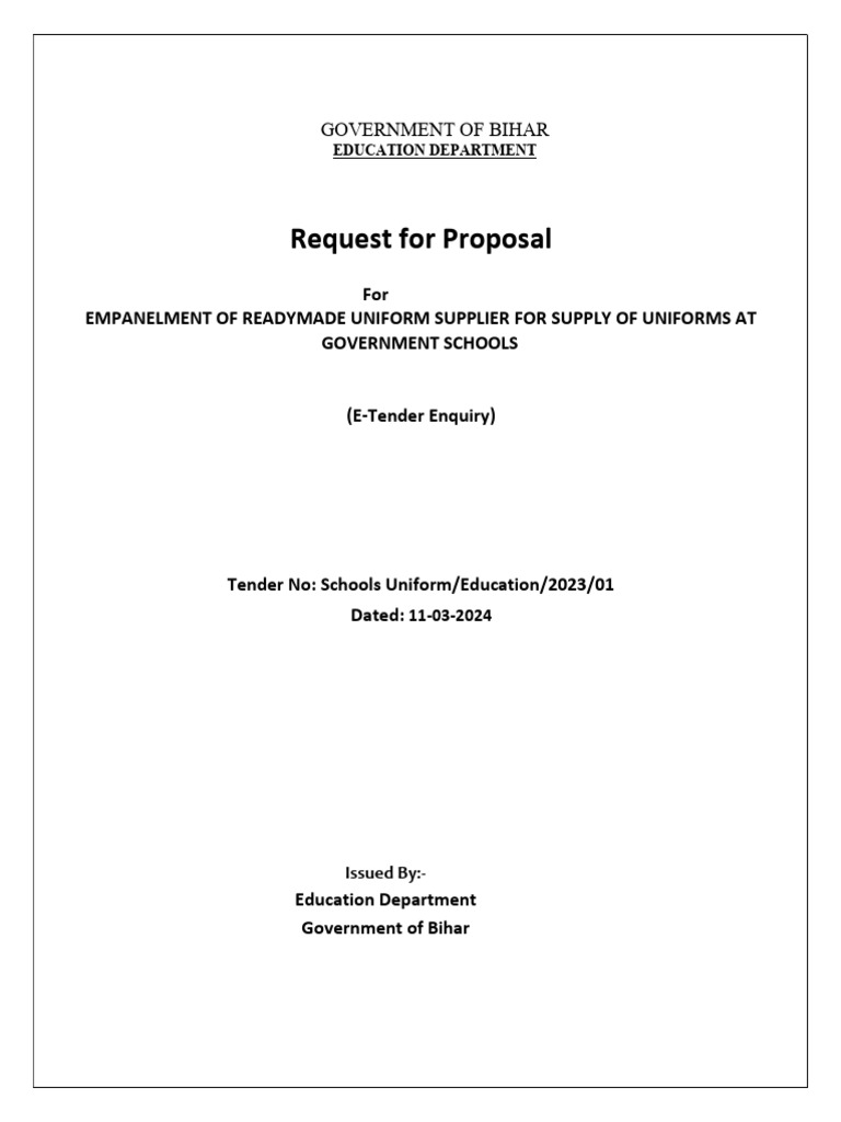 RFP - Empanelment of School Uniform Supplier | PDF | Guarantee ...