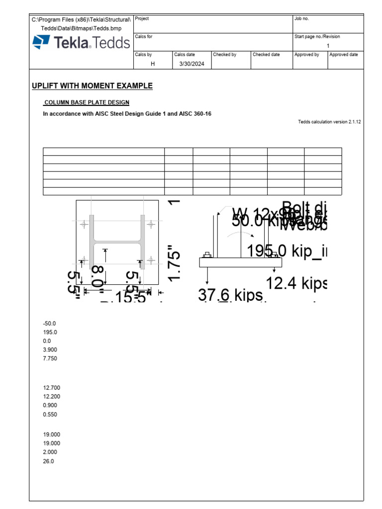 Uplift With Moment Example | PDF | Screw | Structural Engineering