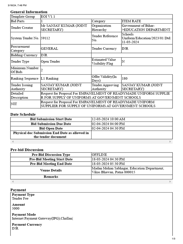 Education Uniform | PDF | Request For Proposal | Business