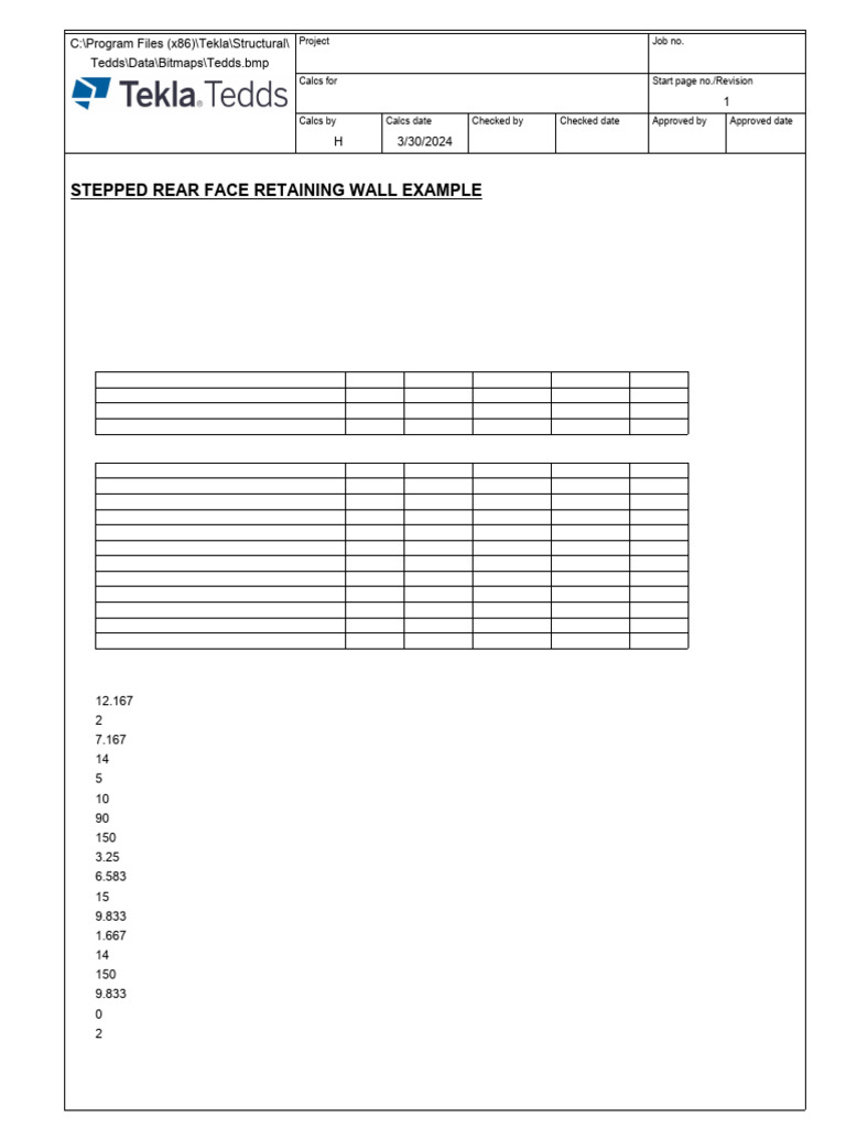 Stepped Rear Face Retaining Wall Example | PDF | Civil Engineering