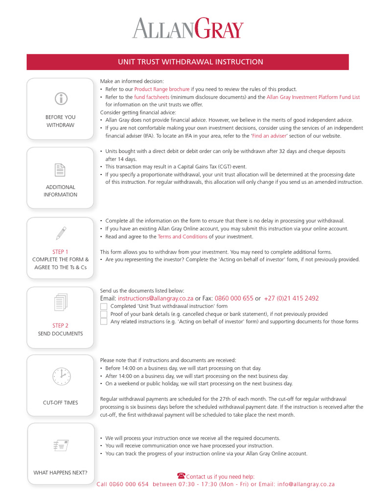 Allan Gray Unit Trust Withdrawal Guide | PDF | Debit Card | Banks